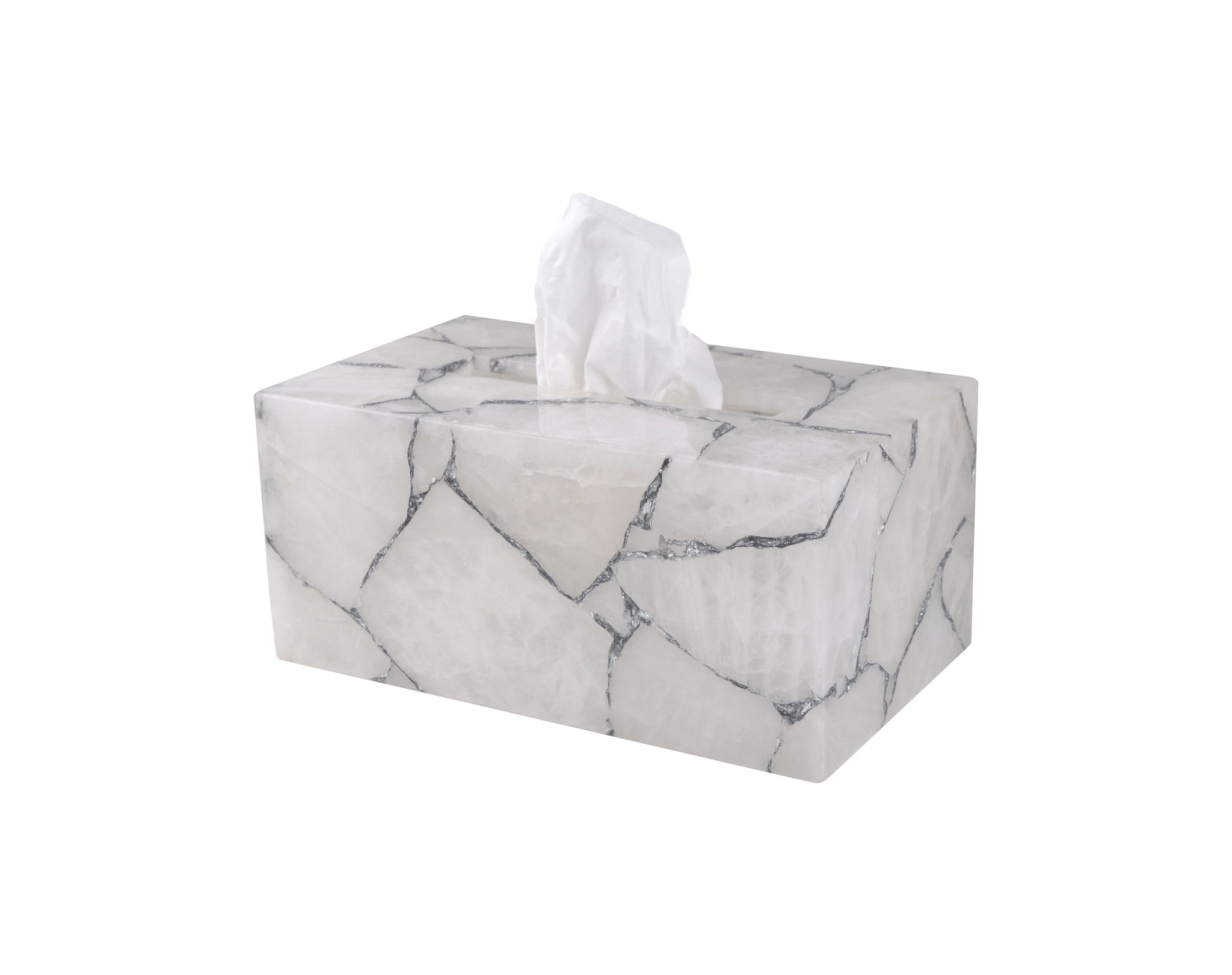 Rock Crystal with Silver foil Long Tissue box