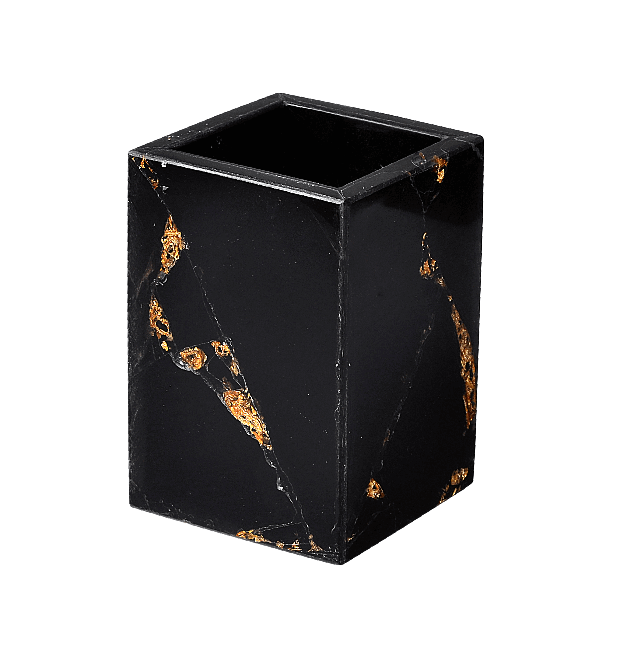 Gemstone Premium Obsidian w/gold foil Brush Cup